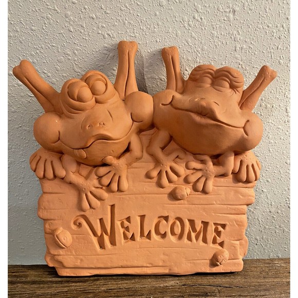 Accents | Terra Cotta Handmade Frogs Welcome Sign | Poshmark
